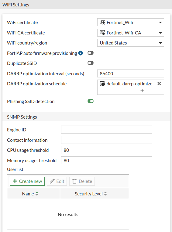 Advanced WiFi Settings options | FortiAP / FortiWiFi 7.6.1 | Fortinet Document Library